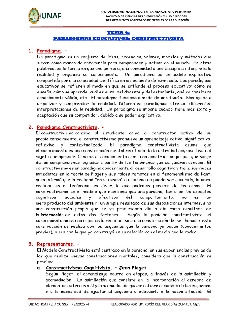 Paradigma Constructivista en Educación | PDF | Constructivismo ...