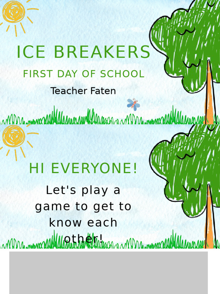 Blue Green Playful First Day of School Ice Breakers Activity ...