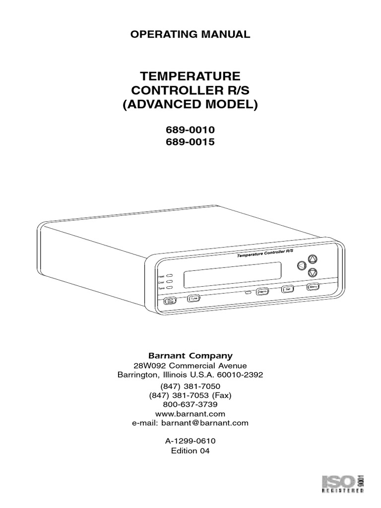 Barnant Temperature Controller RS OPERATING MANUAL 689-0010 689-0015 ...
