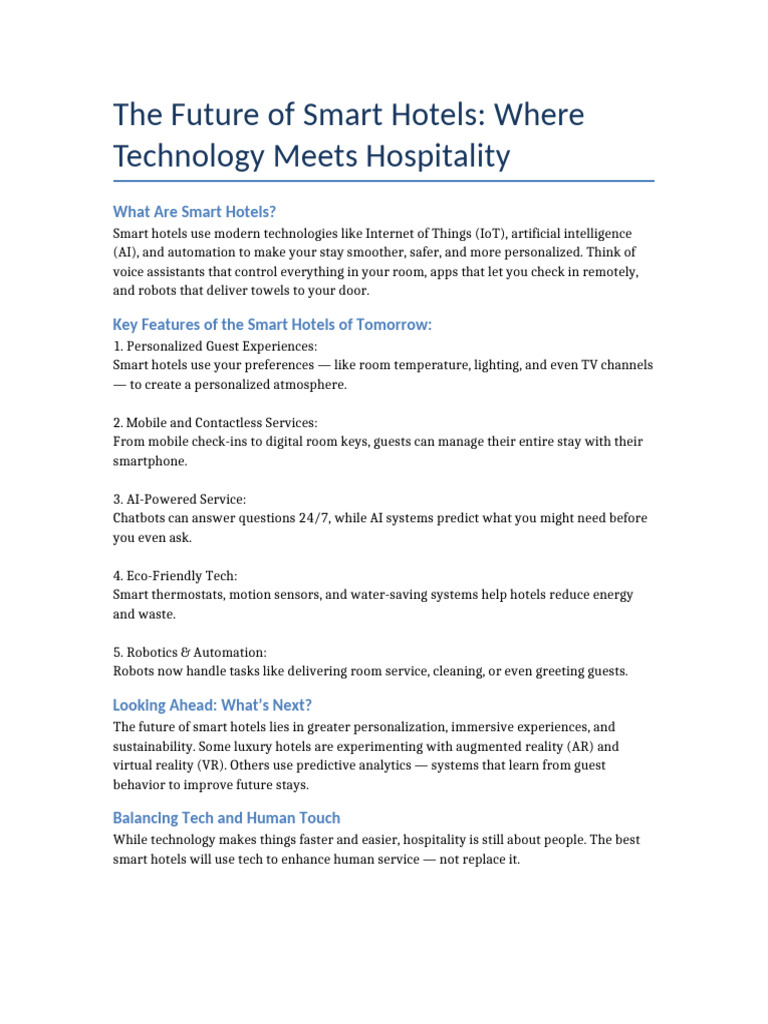 The Future of Smart Hotels | PDF
