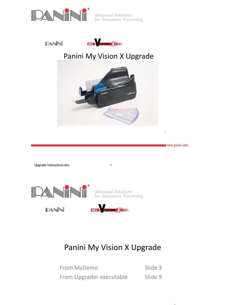 Panini My Vision X Upgrade Guide | PDF | Image Scanner | Optical ...