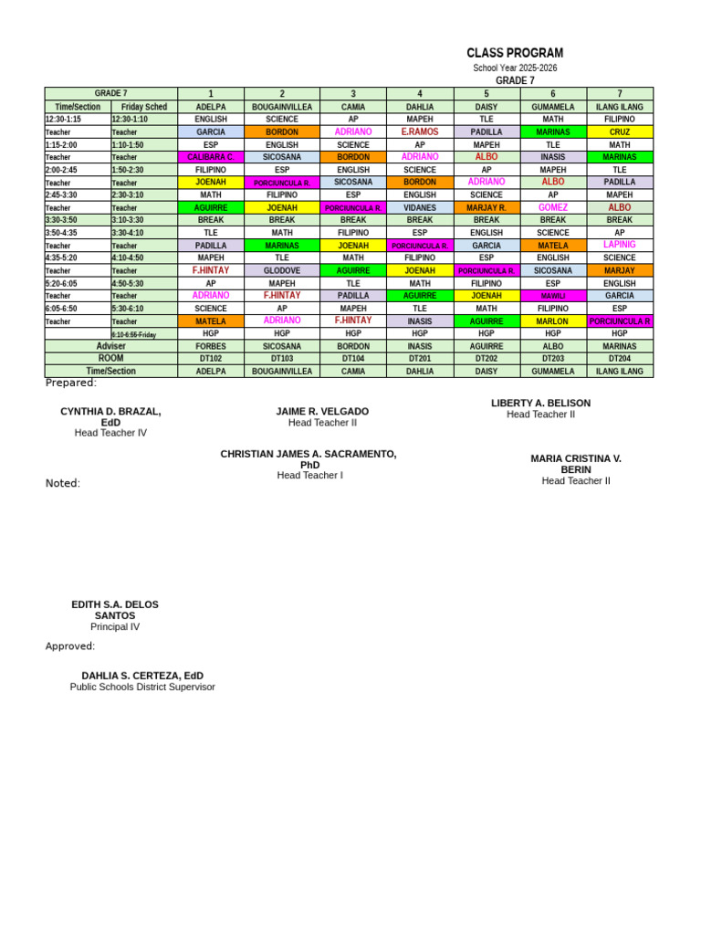 Class Sched 25 26 45mins g7 g10 With Friday HGP | PDF | Republicanism ...