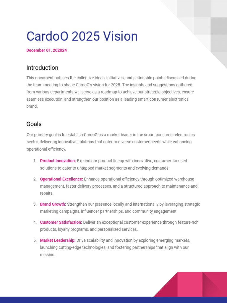 CardoO 2025 Strategic Vision Plan | PDF | Brand | Computing