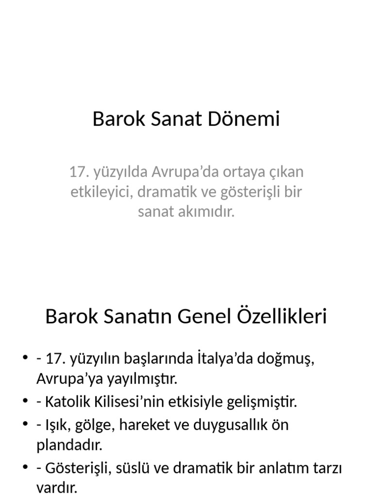 Barok Sanat Donemi Slayt | PDF