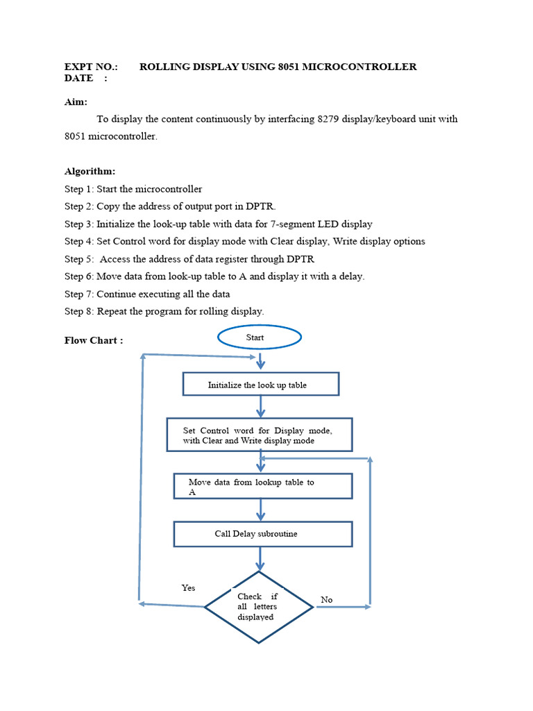 Rolling Display with 8051 & 8279 Interface | PDF | Input/Output ...