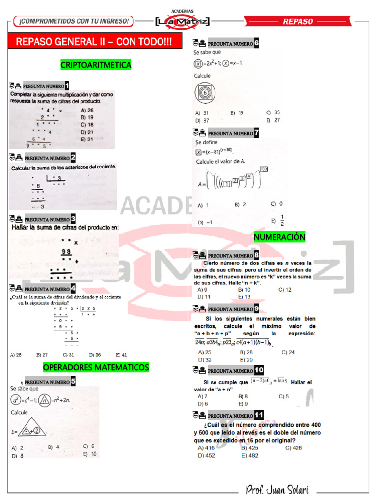 Repaso General Ii - 1er Periodo - 251021 - 094915 | PDF | Álgebra ...