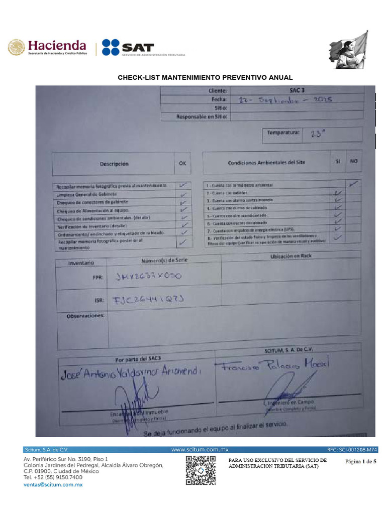 Checklist Sac Mto Preventivo | PDF
