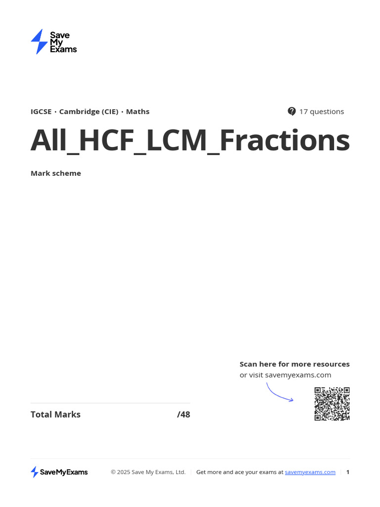 All HCF LCM Fractions Assessments and Answers S3PvPJJMPY4vc8Jd ...