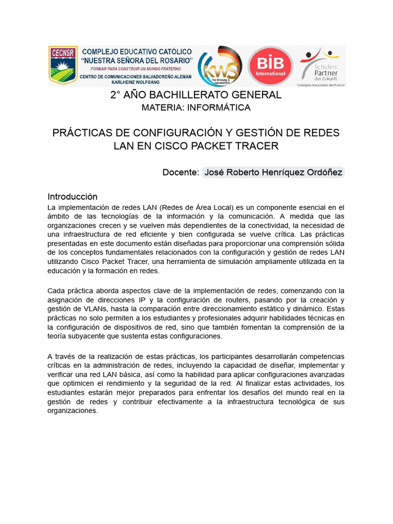 Prácticas Configuración y Gestión de Redes en Cisco Packet Tracer | PDF ...