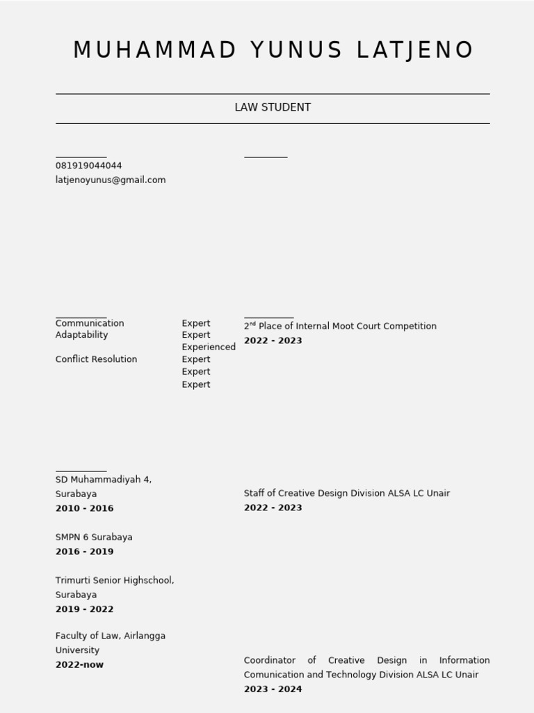 Muhammad Yunus Latjeno - CV | PDF