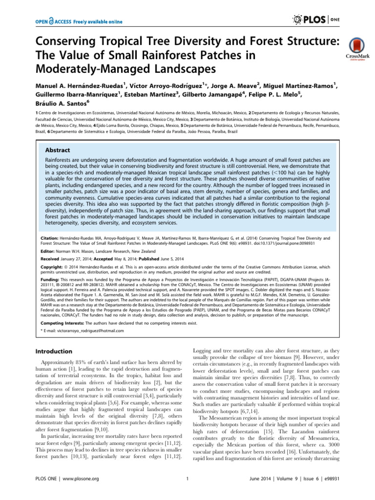 Conserving Tropical Tree Diversity and Forest Structure: The Value of ...