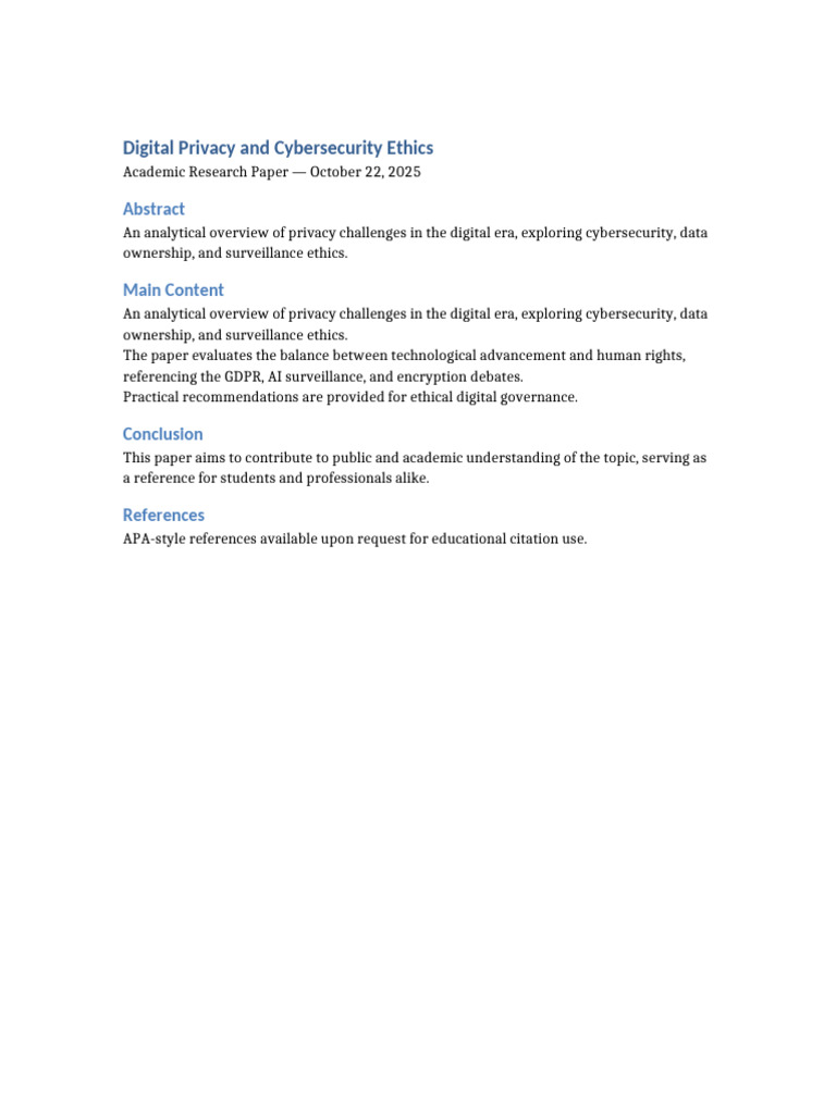 Digital Privacy and Cybersecurity Ethics | PDF