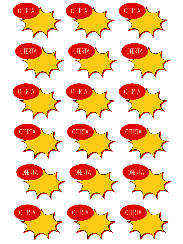 Documento A4 Etiqueta Adesiva Oferta Balão Divertido Amarelo e Vermelho PDF | PDF