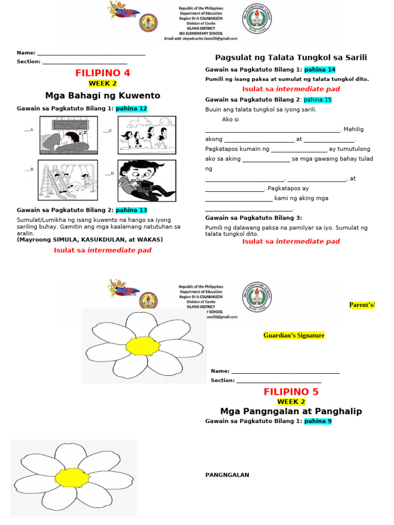 Answer Sheet Filipino Week 2 | PDF