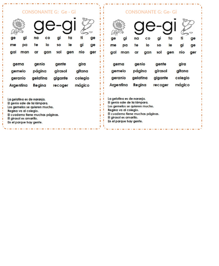 Lectura Consonante G - Ge-Gi | PDF