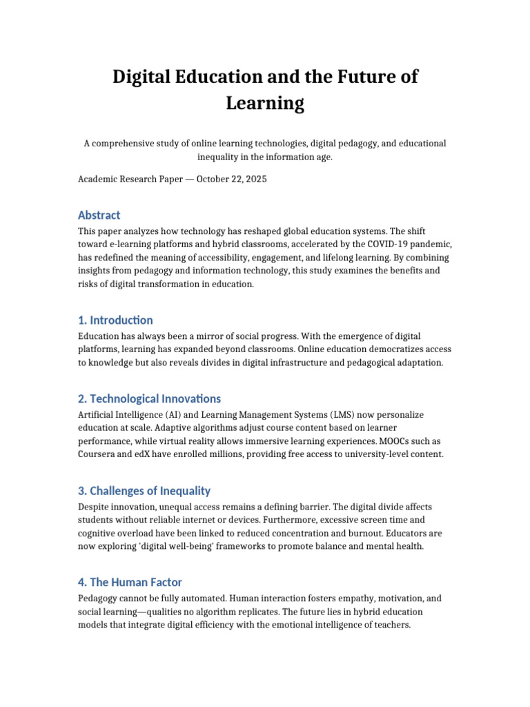 Digital Education and The Future of Learning | PDF