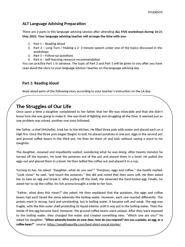 2021-22 ALT Language Advising - Students | PDF