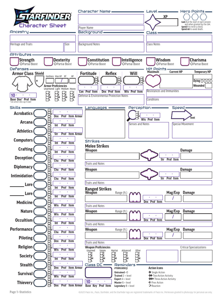 Pathfinder Character Sheet Template | PDF | Role Playing Games ...
