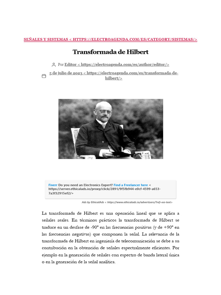 Transformada de Hilbert | PDF | Densidad espectral | Ingeniería en telecomunicaciones