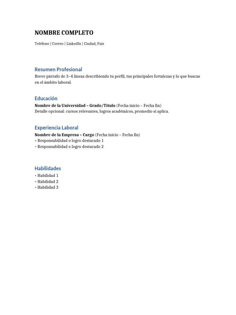 CV Estilo Harvard: Guía Práctica | PDF