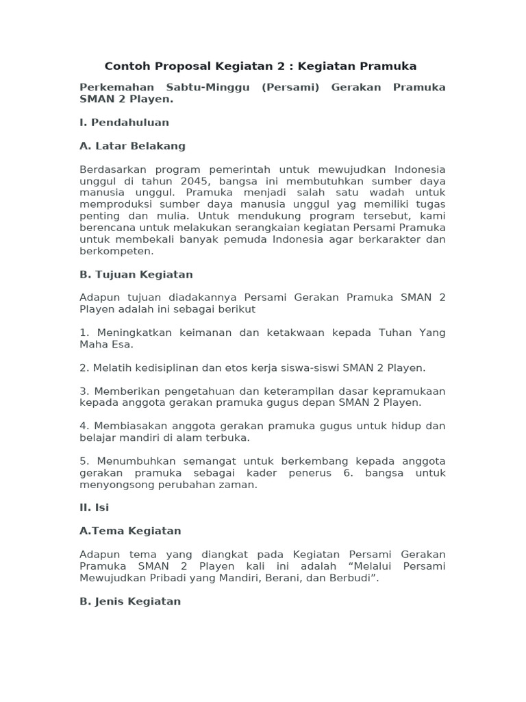 Proposal Persami Pramuka SMAN 2 Playen | PDF