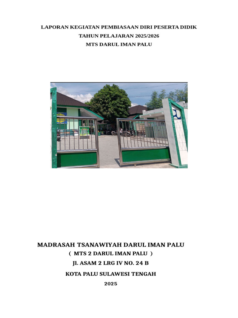 Pembiasaan Akhlak Peserta Didik MTS 2025 | PDF