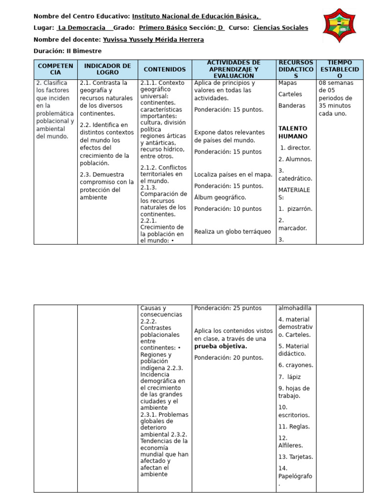 Plan Segundo Bimestre 2024.asd | PDF | Maestros | Guatemala