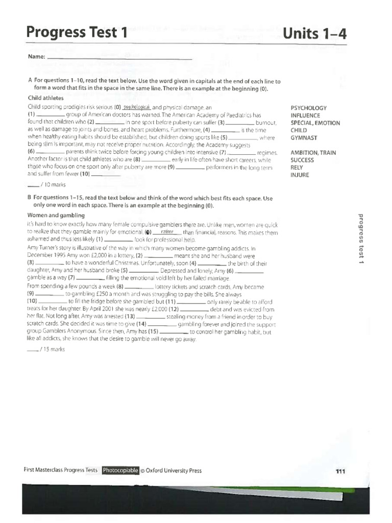 Progress Tests | PDF