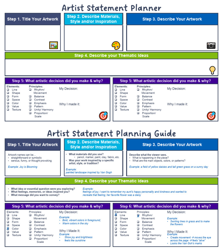 Artist Statement Graphic Organizer | PDF | Plastic Arts | The Arts