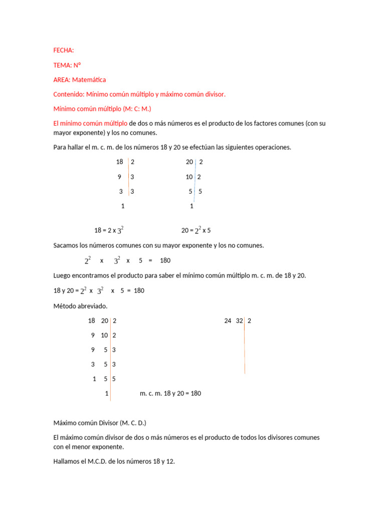 Minimo Comun Multiplo | PDF