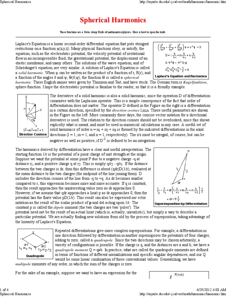 Spherical Harmonics | PDF | Trigonometric Functions | Derivative