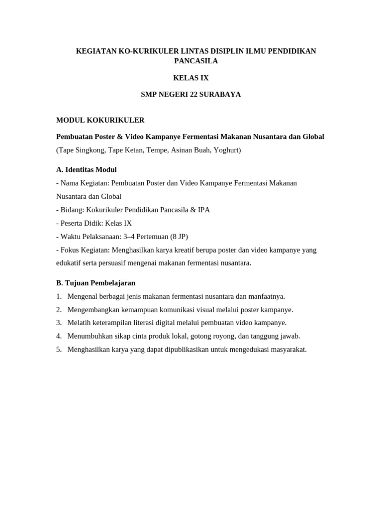 Poster Kampanye Fermentasi Kelas IX | PDF