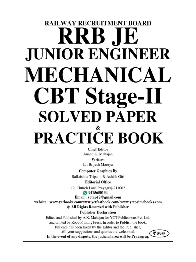 RRB Je Stage II Mechanical & Allied Engineering Solved Papers & | PDF ...