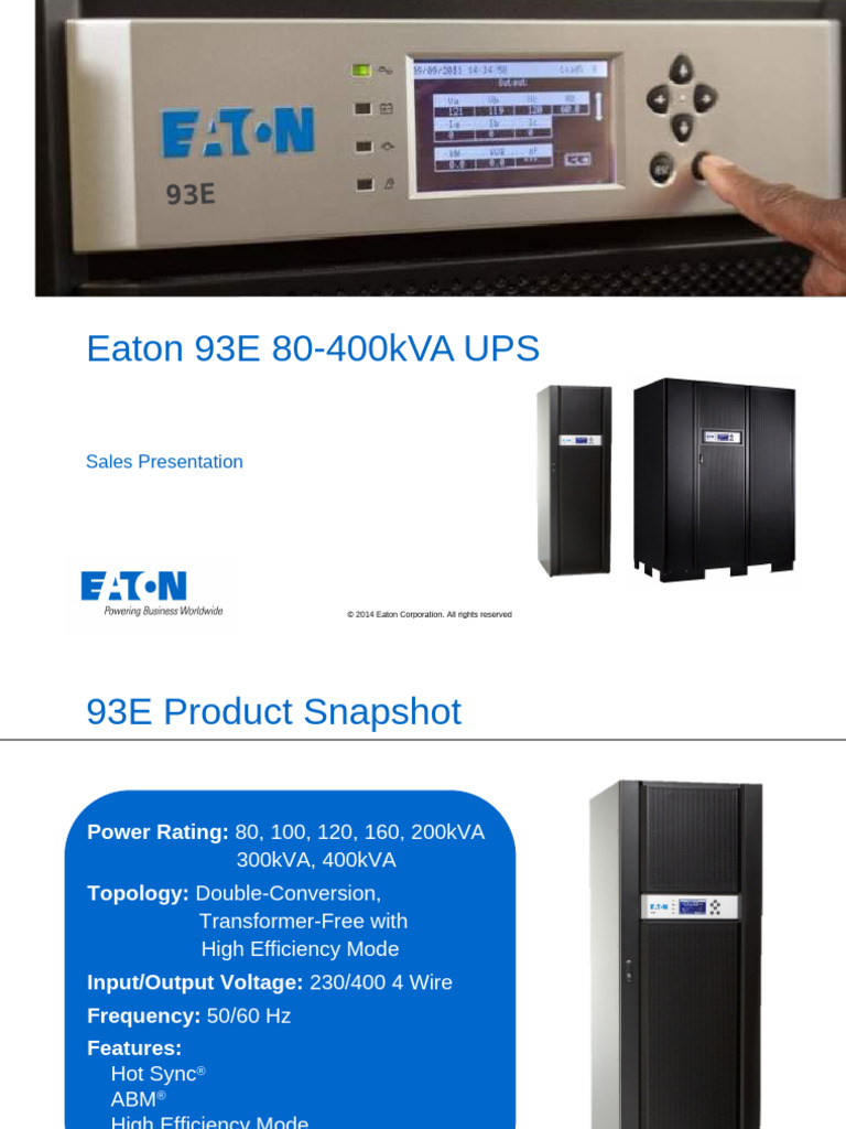 Eaton 93E 80-400kVA UPS Sales Presentation | PDF | Electronic ...