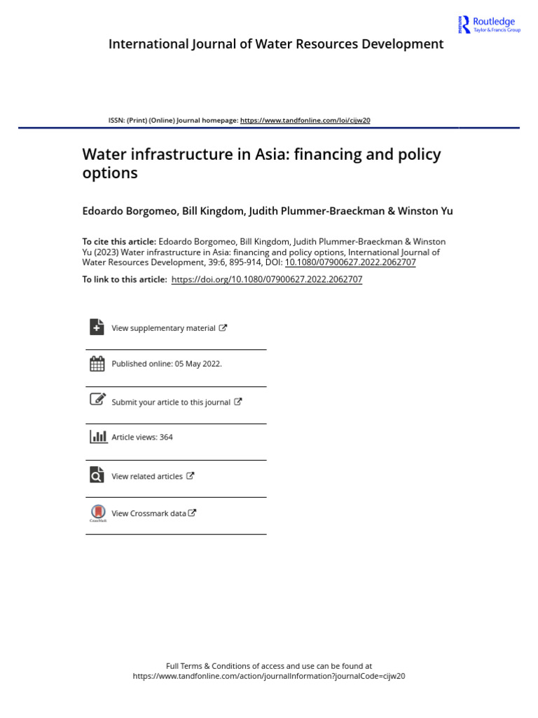 Water Infrastructure in Asia Financing and Policy Options | PDF | Infrastructure | Water Supply ...