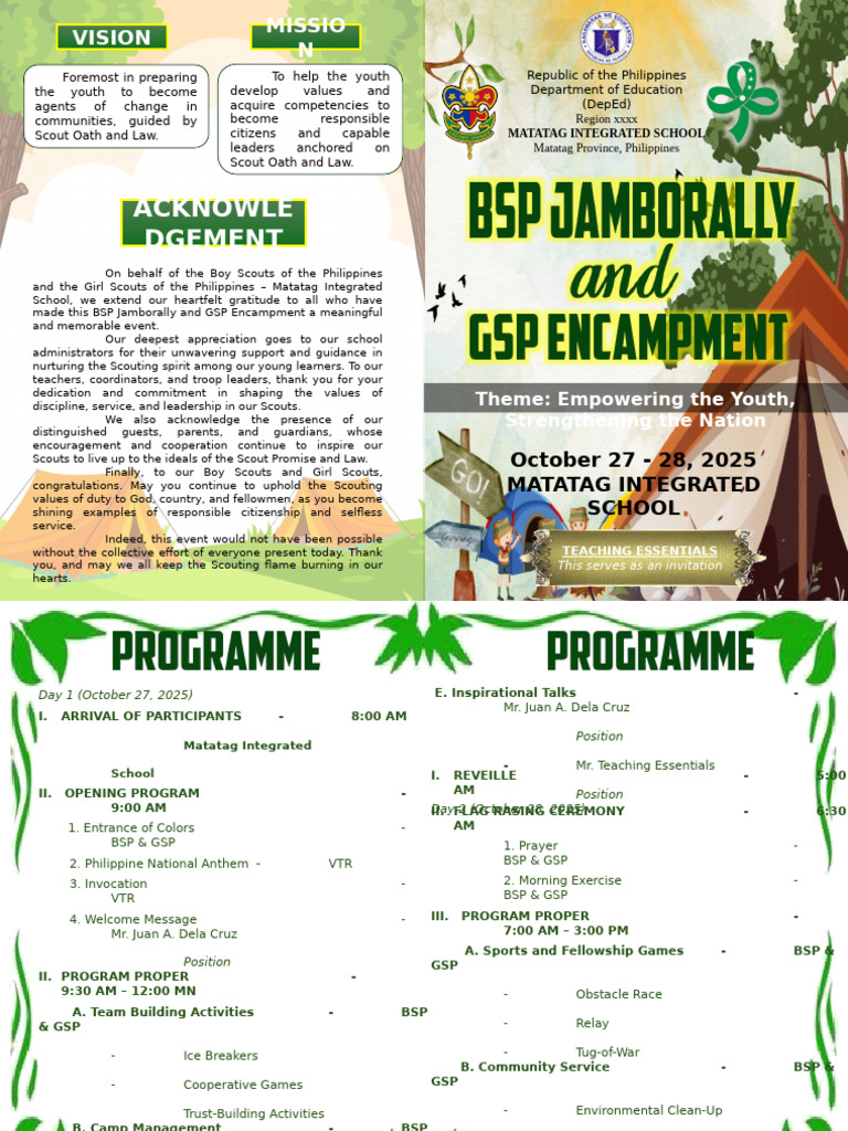 Program Layout - BSP Jamborally & GSP Encampment | PDF | Scouting | Outdoor Recreation Organizations