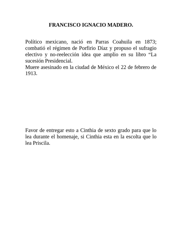 Biografía de Francisco I. Madero | PDF