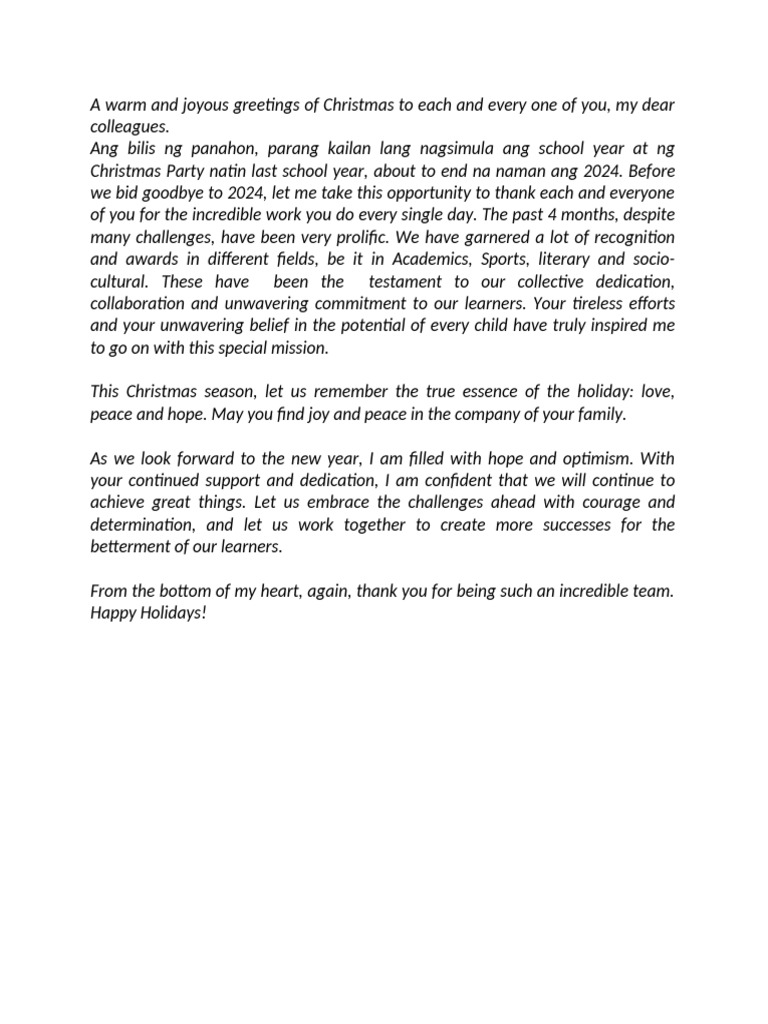 Christmas Message | PDF