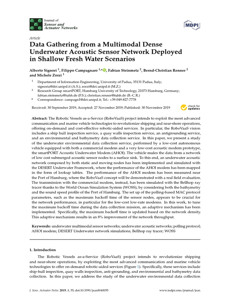 Data Gathering From A Multimodal Dense Underwater | PDF | Bit Rate ...