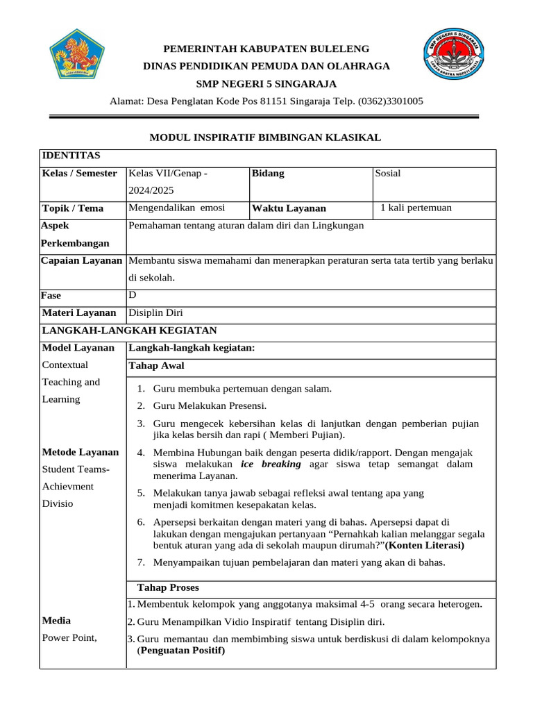Modul Bimbingan Emosi Kelas VII SMP | PDF
