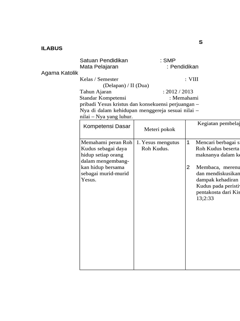 Silbus Roh Kudus | PDF