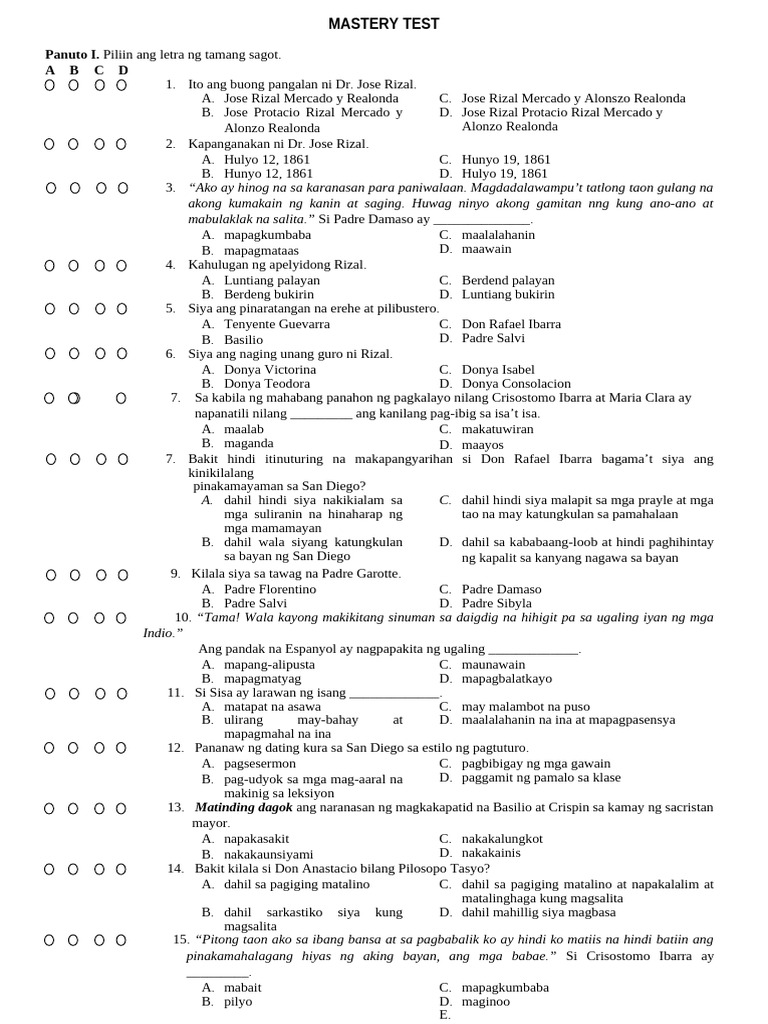 Mastery Test | PDF