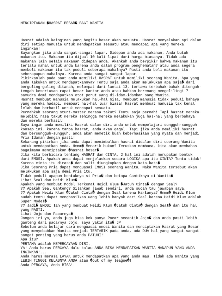 Menciptakan "Hasrat Besar" Bagi Wanita | PDF