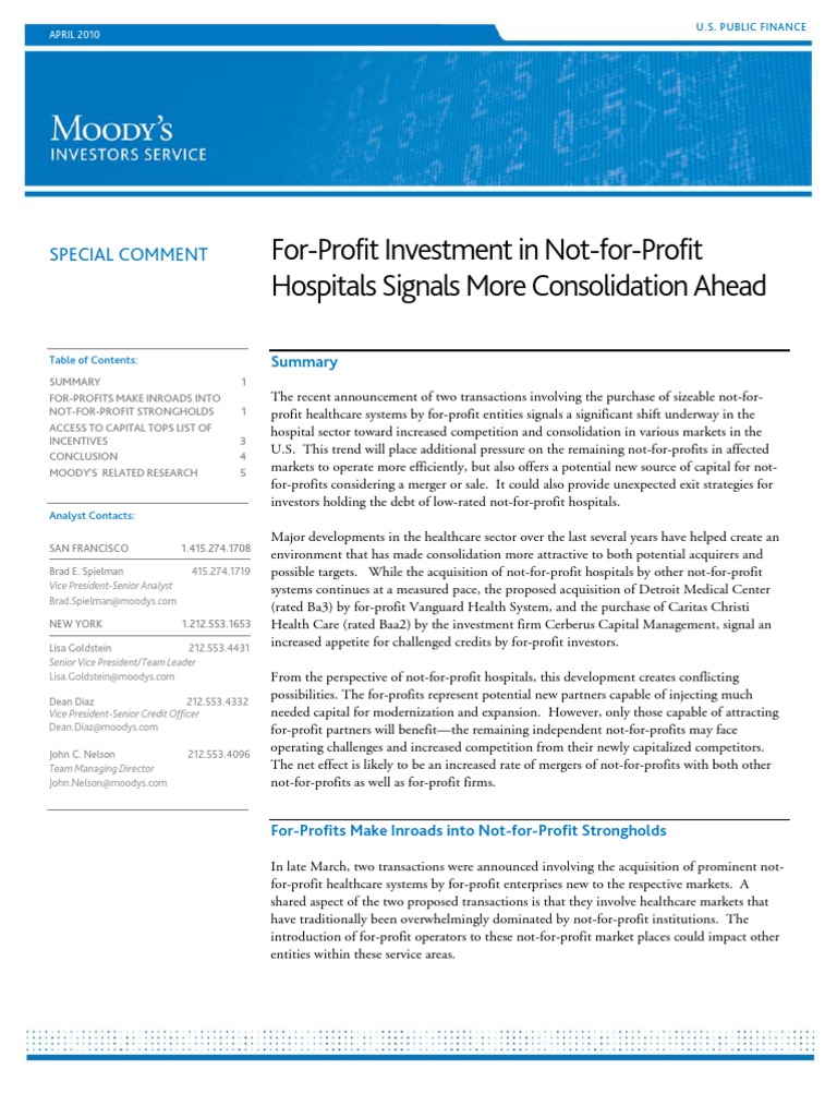 Moody Report On Healthcare | PDF | Moody's Investors Service | Credit ...