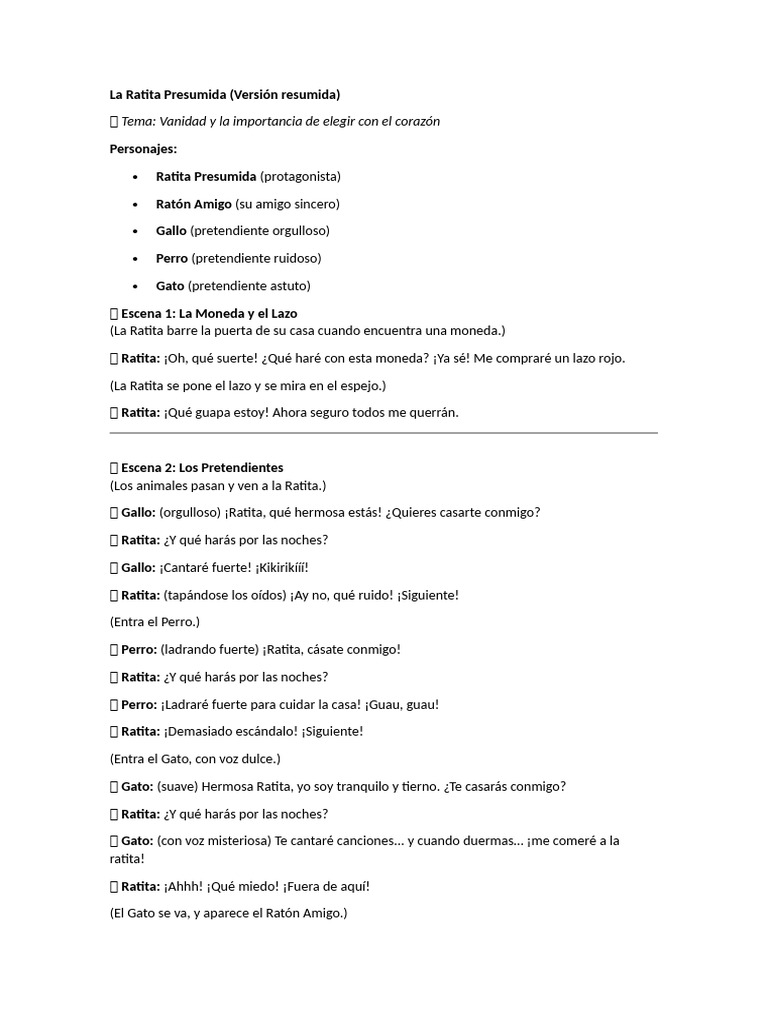 La Ratita Presumida Resumido | PDF