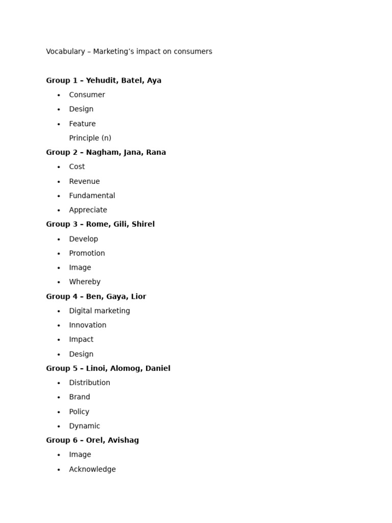 Marketing Vocabulary for Consumers | PDF
