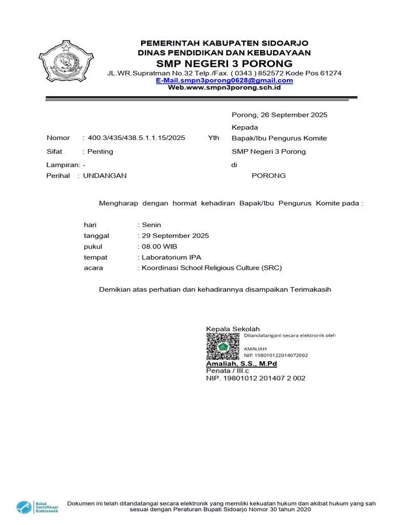 Undangan Komite Paguyuban Tentang SRC | PDF