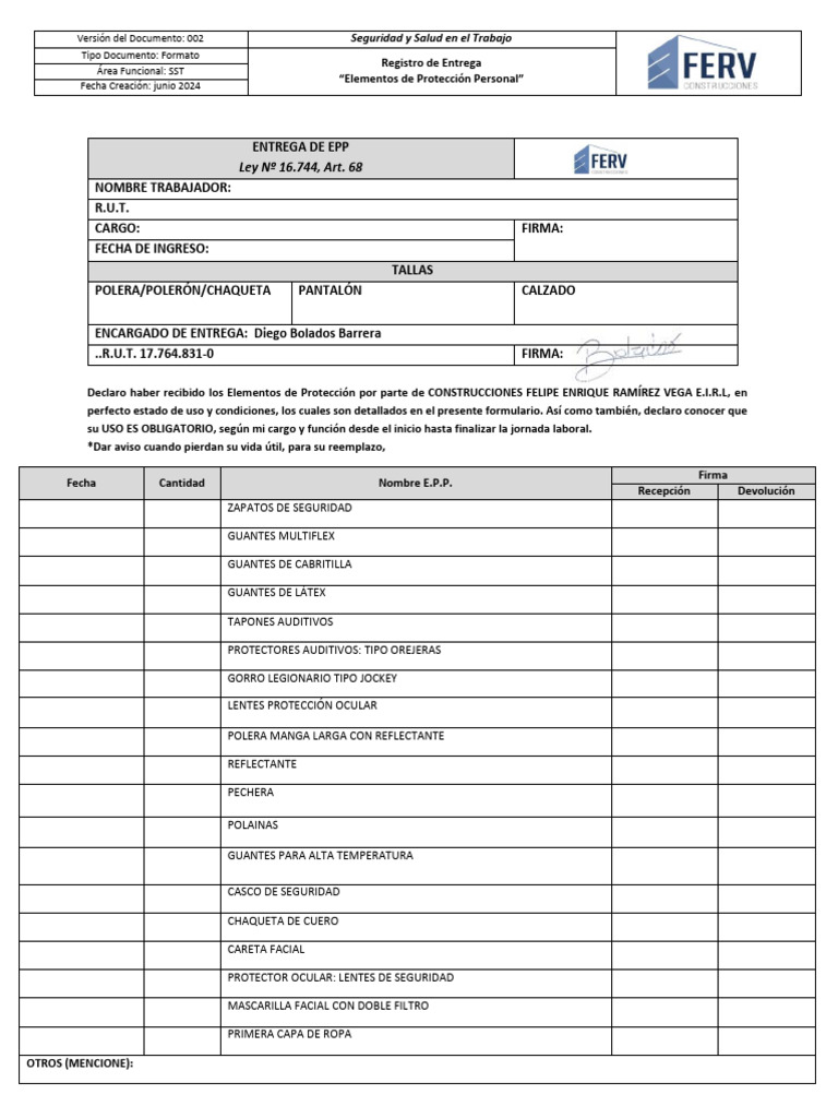 Registro Entrega Epp 2024-1 | PDF | Moda