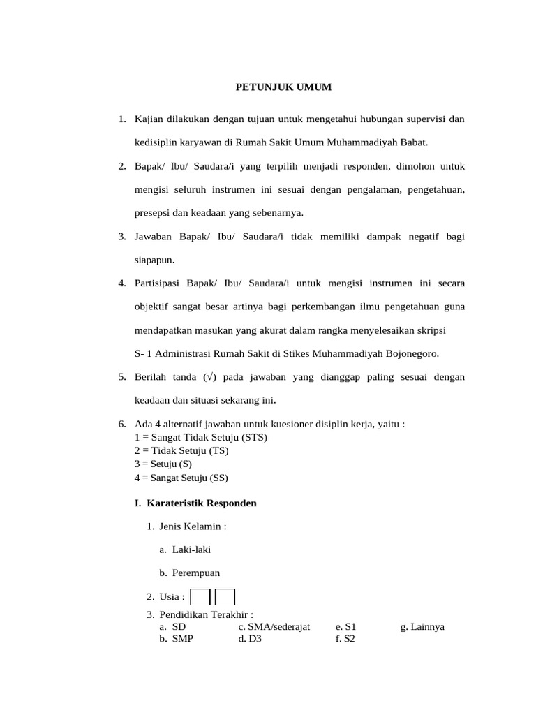 Kuesioner Kedisiplinan | PDF