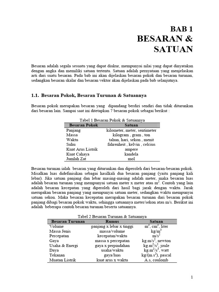 Besaran & Satuan - Skalar & Vektor | PDF